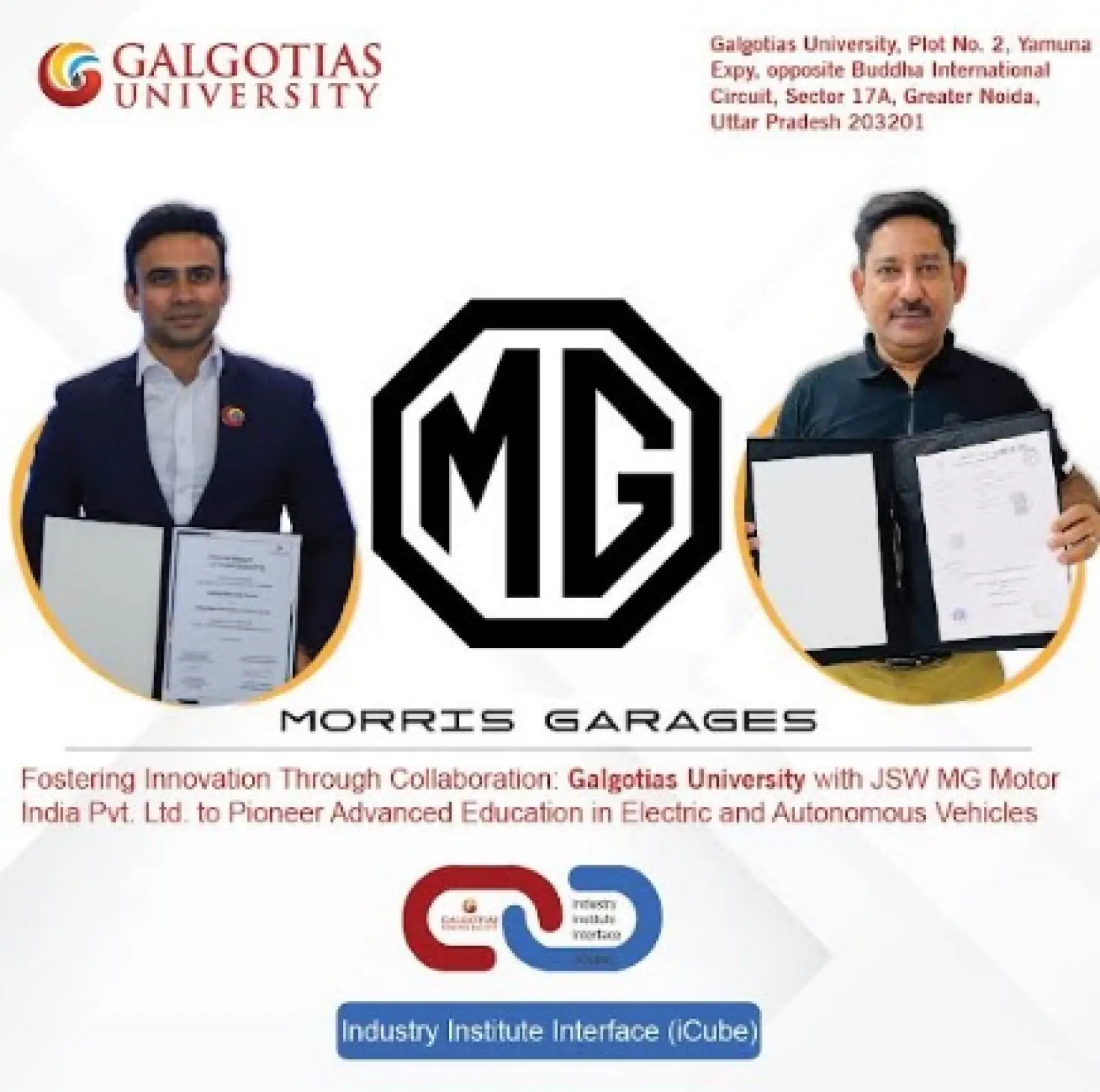 JSW MG Motor India Joins Hands with Galgotias University to Nurture ...